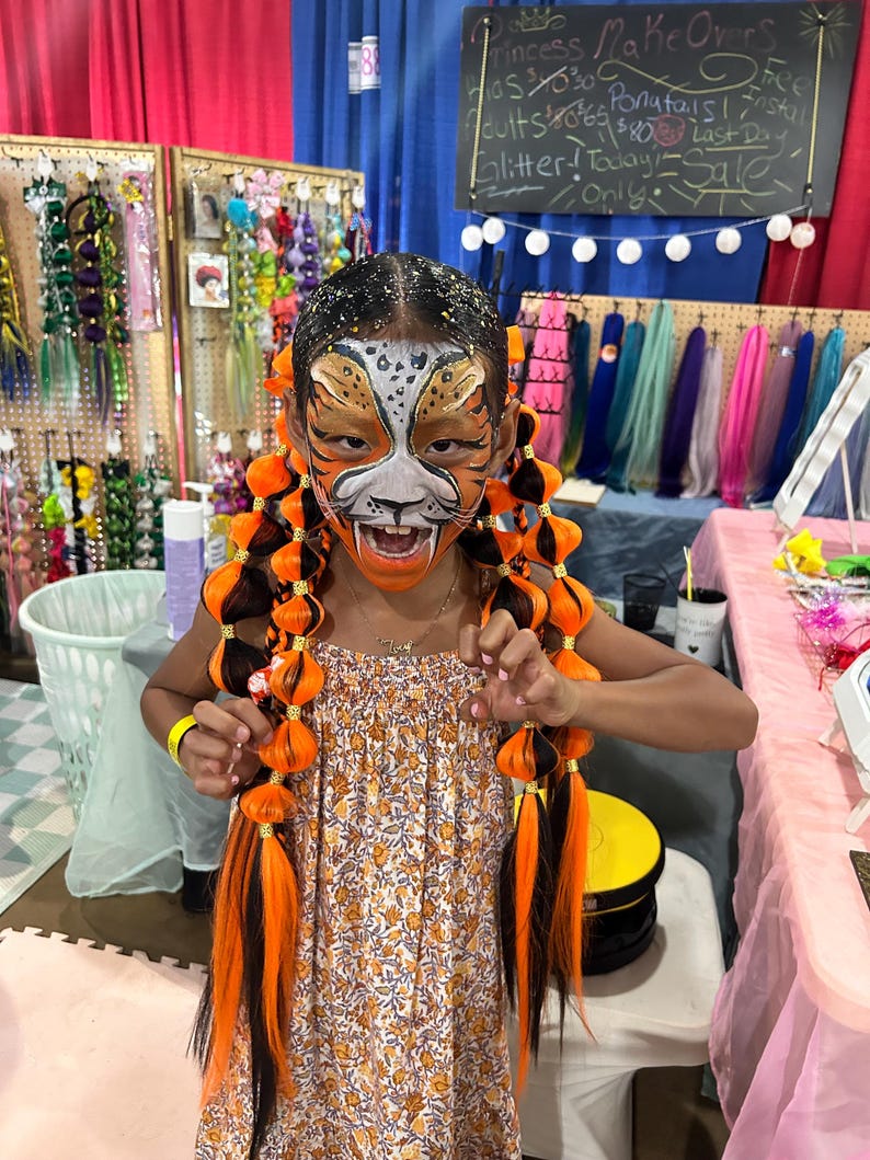 Bubble Braids Rave Hair Bubble Ponytail Braided Ponytail Orange and ...