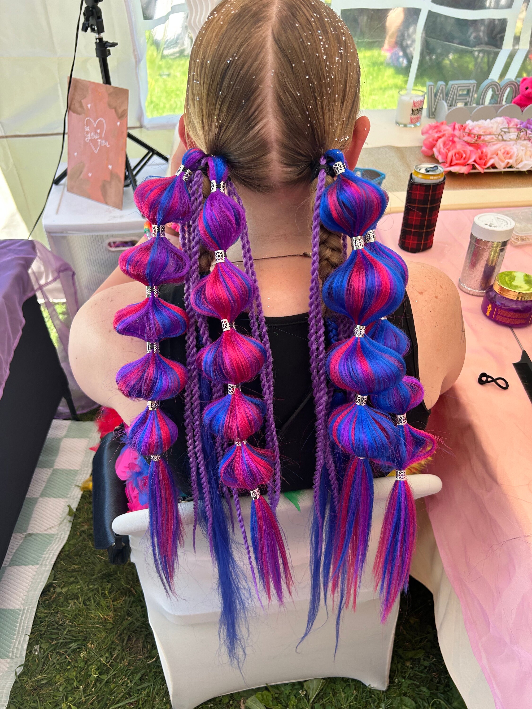 Bubble Braids Ponytails Braided Rave Hair Purple - Etsy