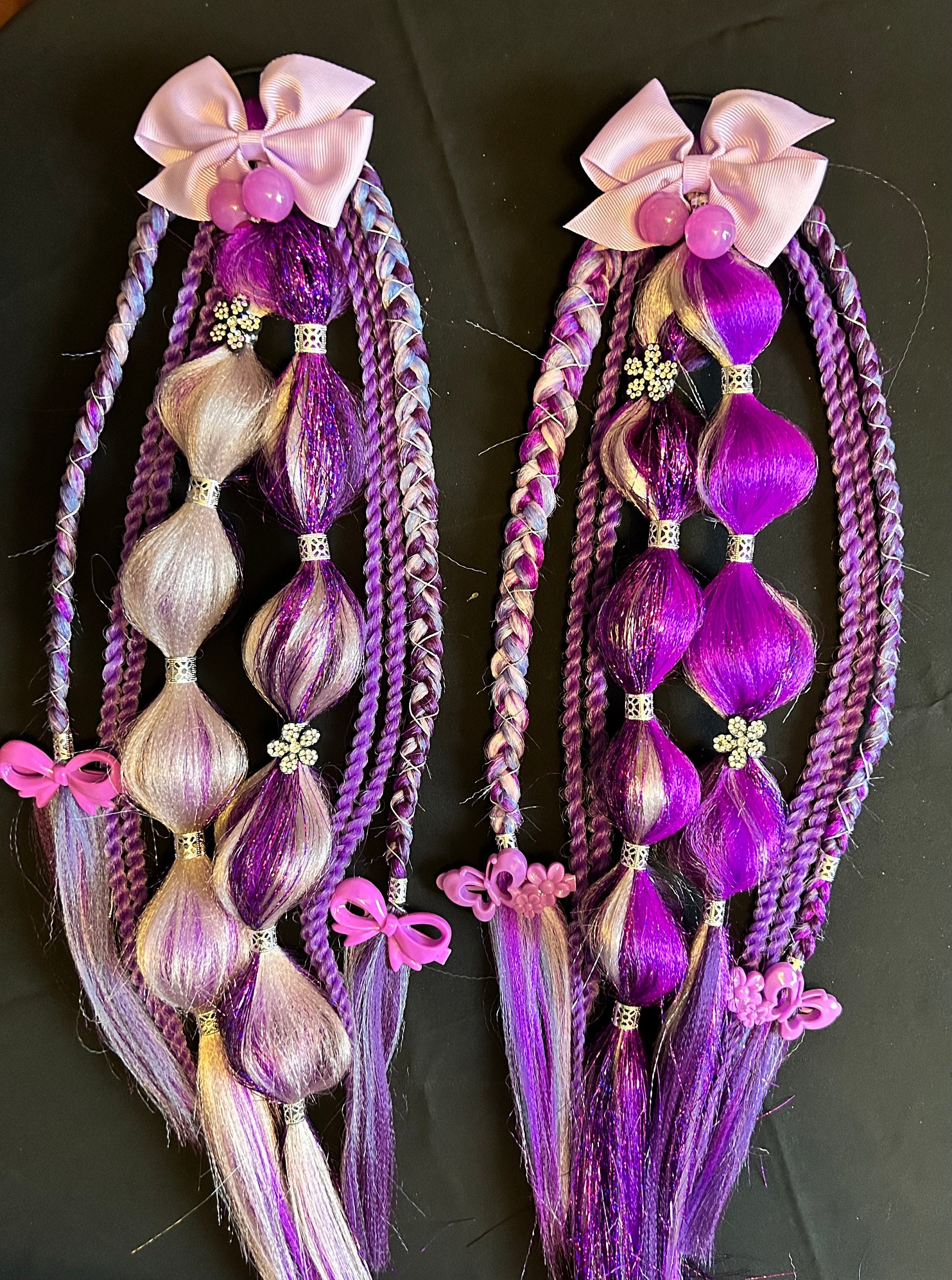 Bubble Braids Ponytails Braided Rave Hair Purple - Etsy