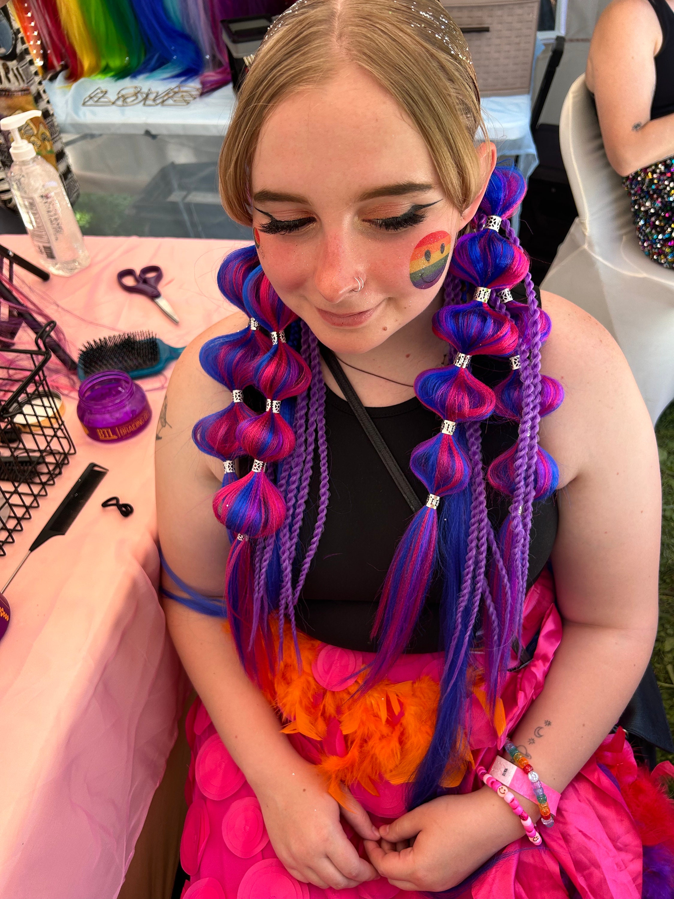 Bubble Braids Ponytails Braided Rave Hair Purple - Etsy