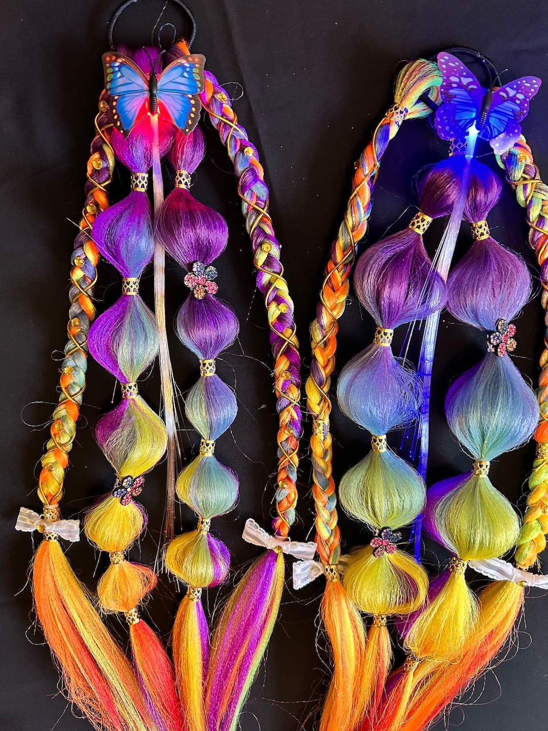 Braided Rave Hair Extensions Braided Ponytails Color Hair Rainbow Hair ...