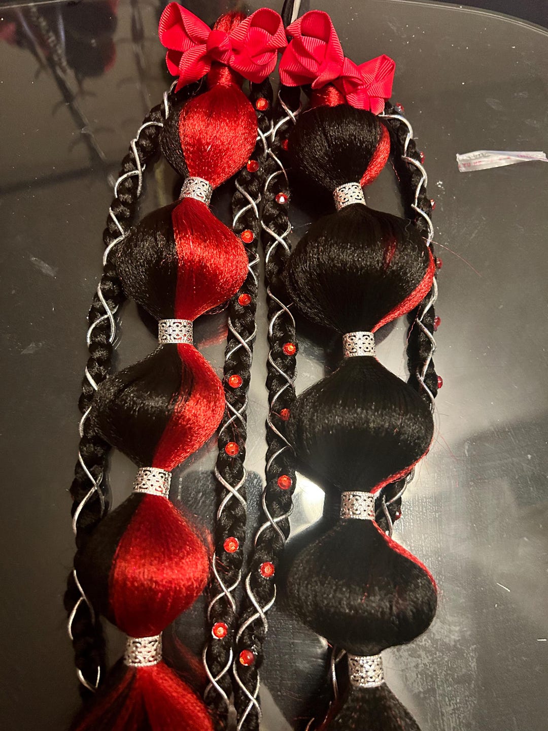 Bubble Braids Bubble Ponytail Rave Hair Red and Black Festival Hair - Etsy