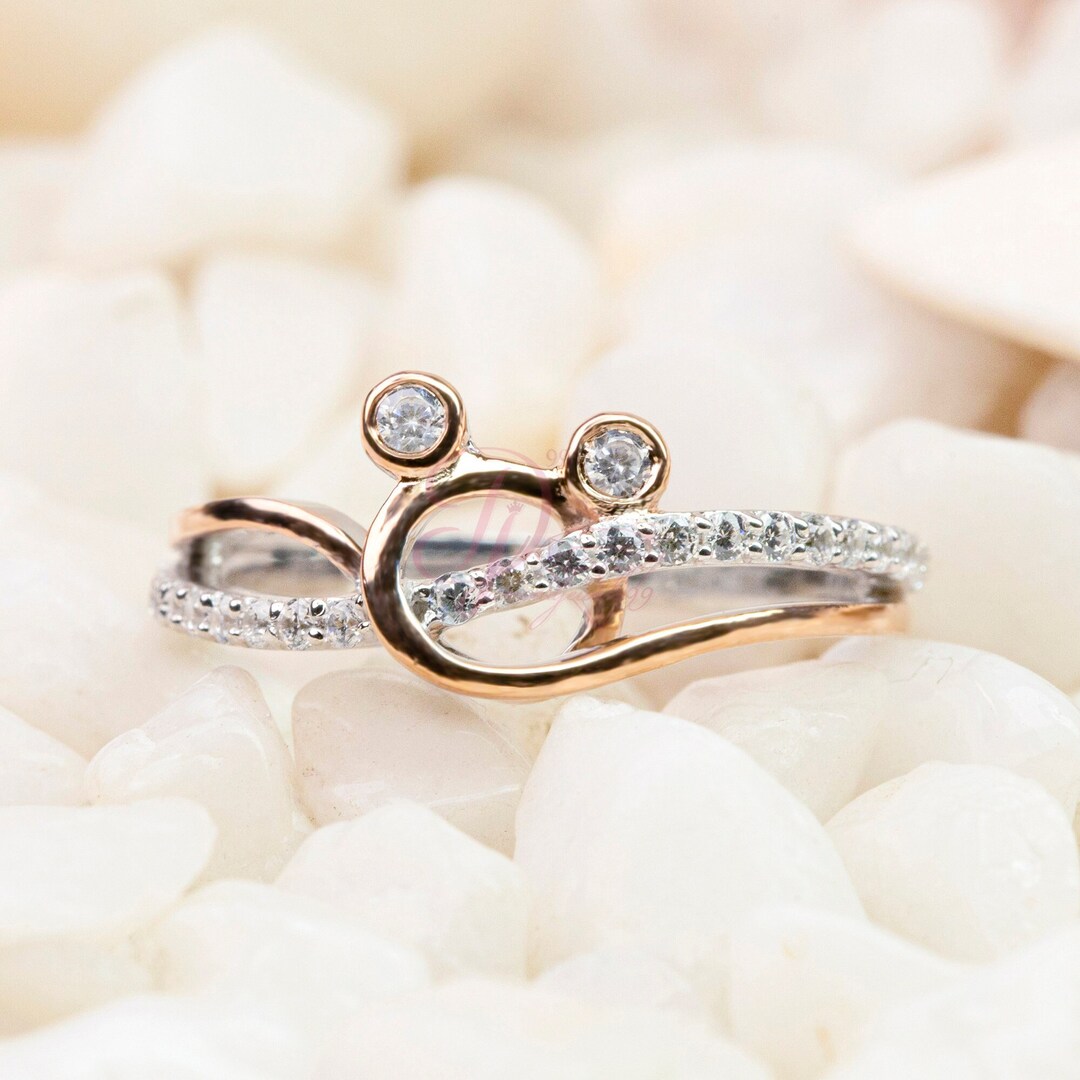 Twisted Mickey Mouse Face Ring for Women - Two Tone Minimalist Ring ...