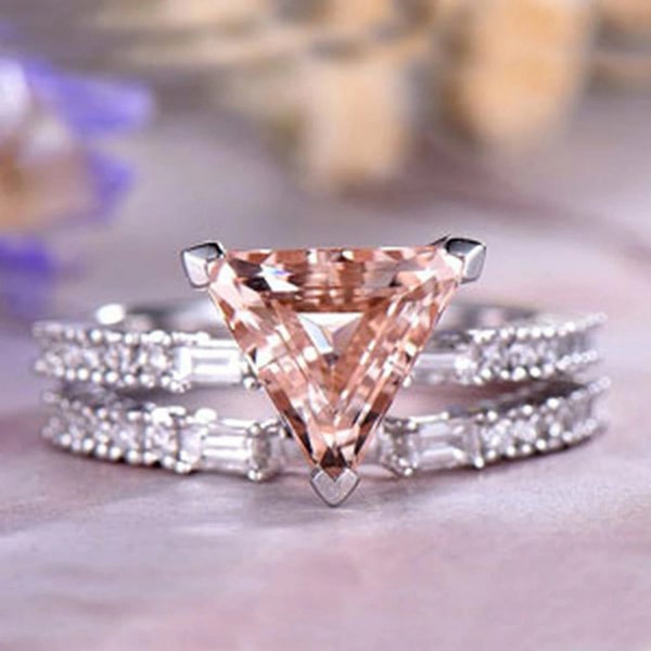 Morganite Engagement Ring Set - Etsy