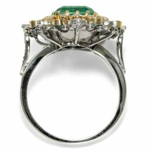 Antique Multi Faceted Diamond Cocktail Ring Green Emerald CZ Stone Ring ...
