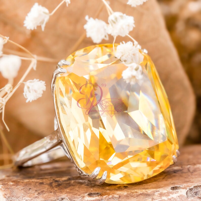 Big Canary Diamond Engagement Ring Yellow Cushion Cut - Etsy