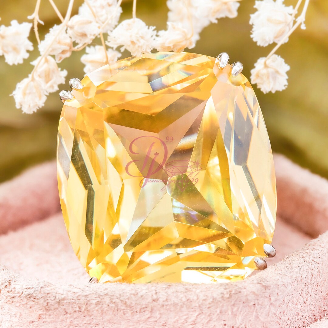 Big Canary Diamond Engagement Ring Yellow Cushion Cut - Etsy
