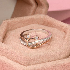 Twisted Mickey Mouse Face Ring for Women - Two Tone Minimalist Ring ...