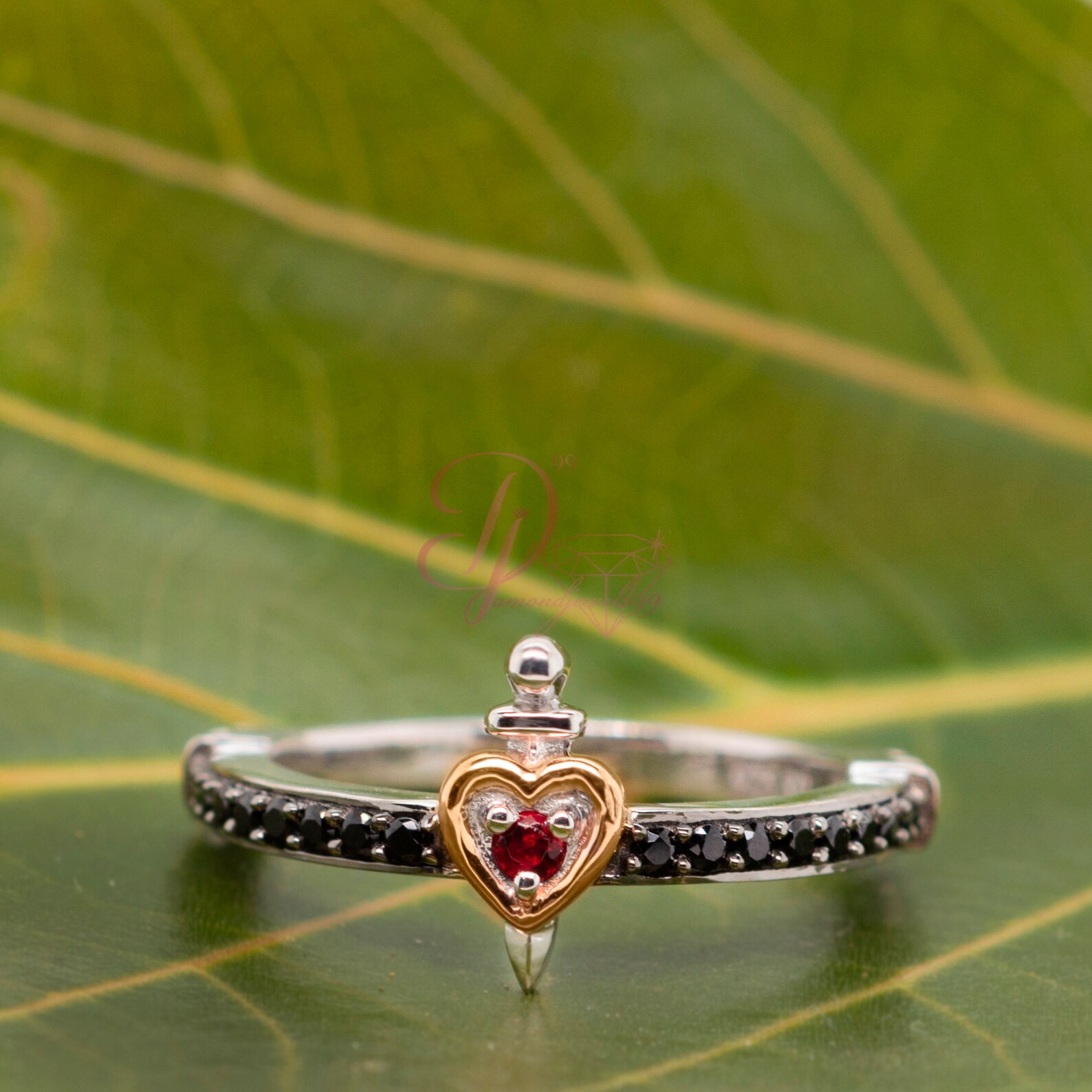 Enchanted Villains Evil Queen Ring Heart Dagger Ring Round - Etsy