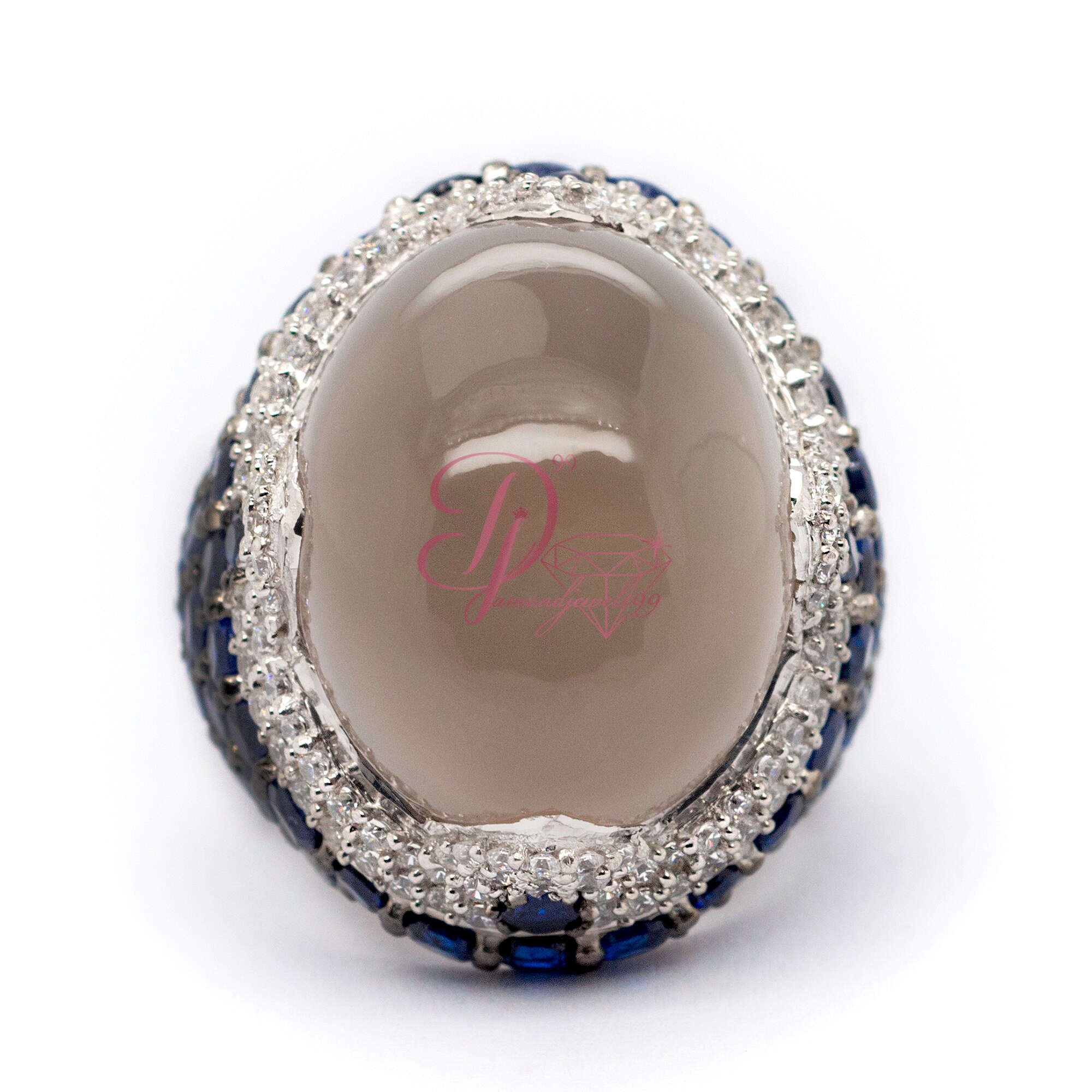 21 X 15 MM Fancy Blue Cabochon Chalcedony Gemstone Cocktail | Etsy