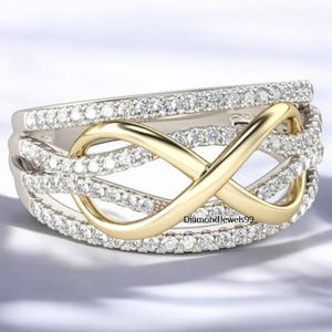 Infinity Loop Engagement Ring, Two Tone Multi Shank Ring, Beautiful ...