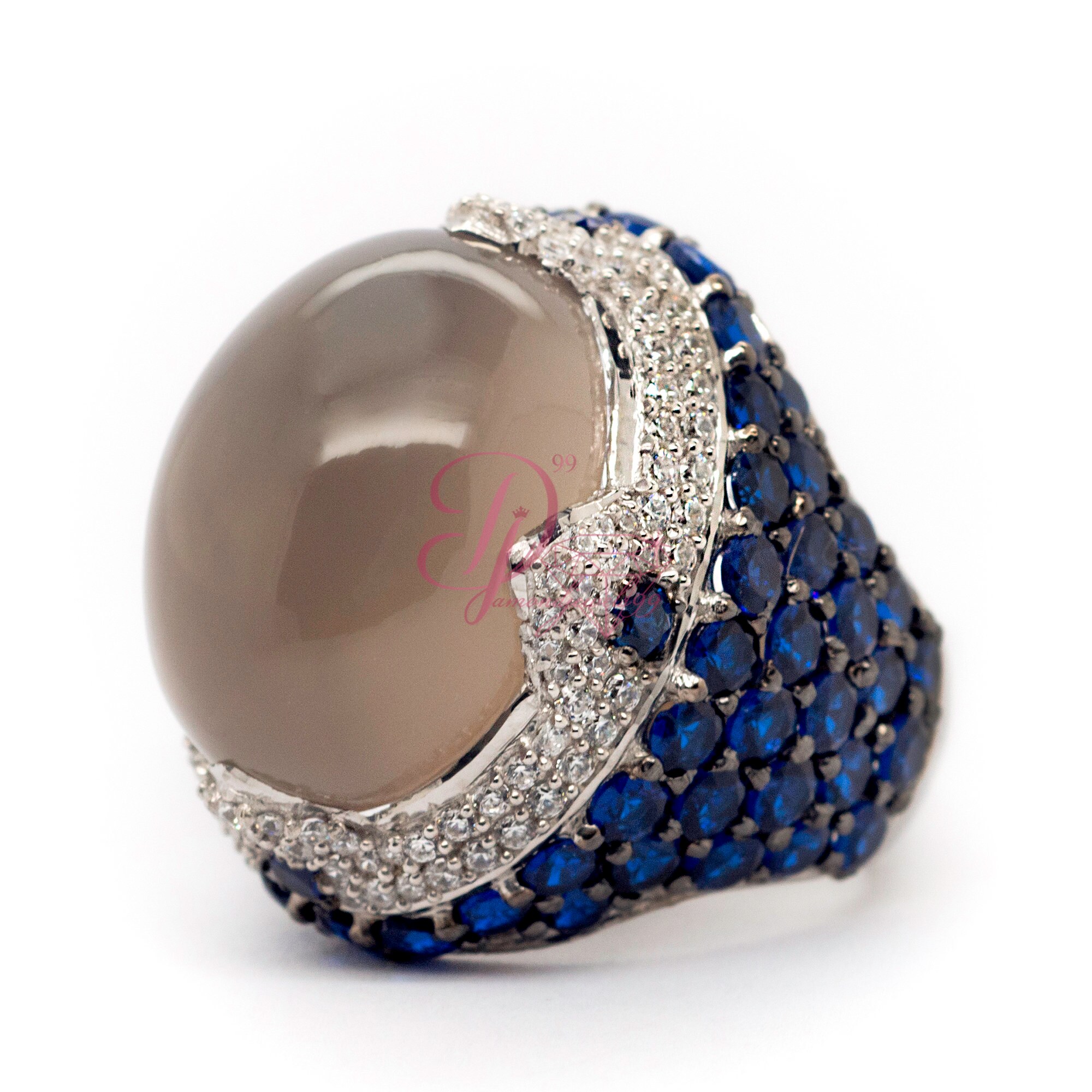 21 X 15 MM Fancy Blue Cabochon Chalcedony Gemstone Cocktail | Etsy