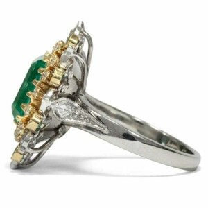 Antique Multi Faceted Diamond Cocktail Ring Green Emerald CZ Stone Ring ...