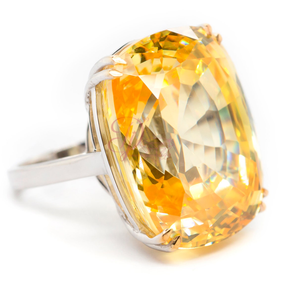 Big Canary Diamond Engagement Ring Yellow Cushion Cut | Etsy