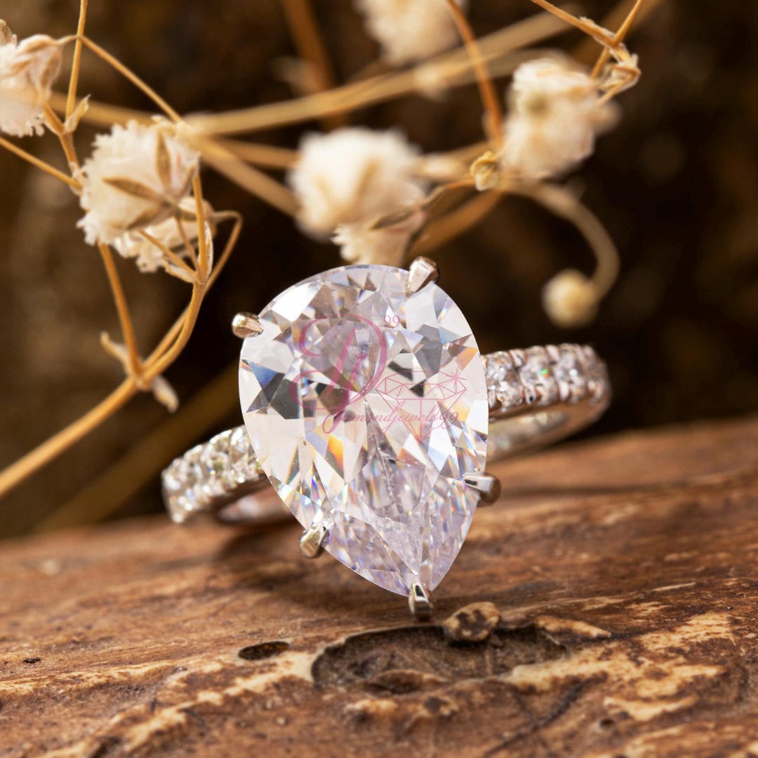 Teardrop Proposal Ring - Pear Cut Moissanite Diamond Wedding Bridal ...