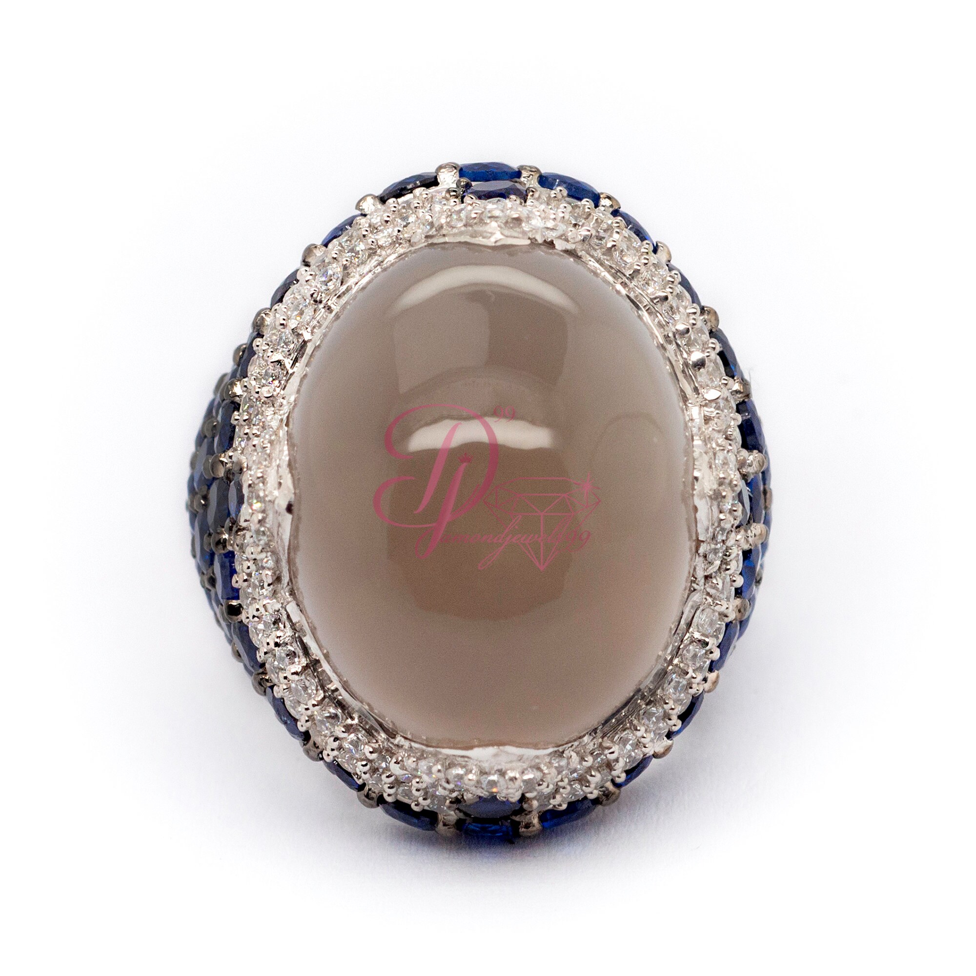 21 X 15 MM Fancy Blue Cabochon Chalcedony Gemstone Cocktail | Etsy