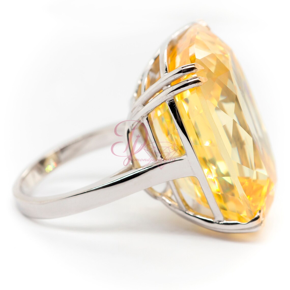 Big Canary Diamond Engagement Ring Yellow Cushion Cut | Etsy