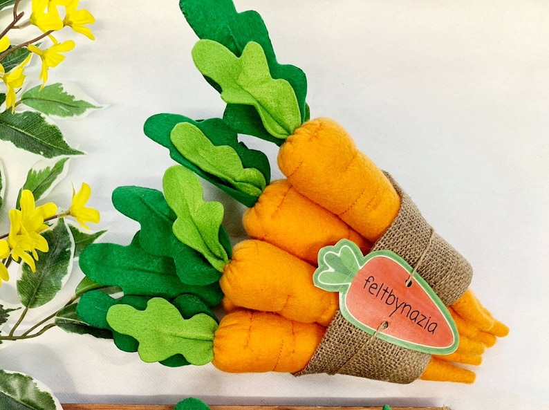 Loose felt carrots play food pretend kitchen kitchen | Etsy