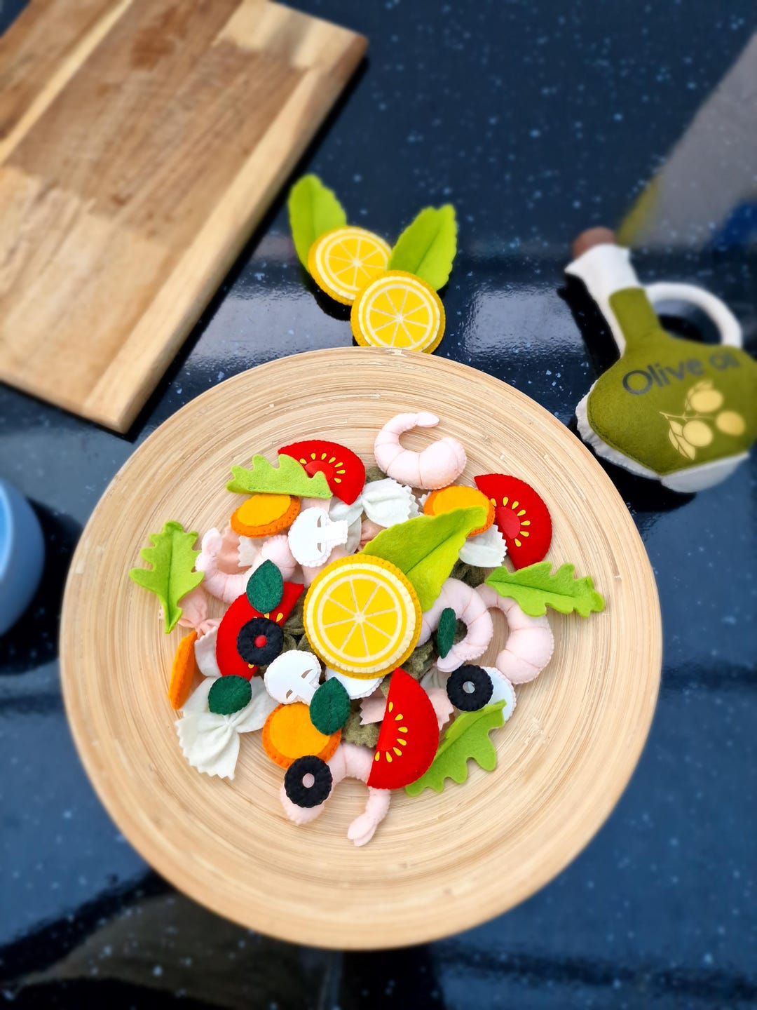 Pasta Salad Set Felt Toy Food Kids Indoor Toys Play Kitchen Toys ...