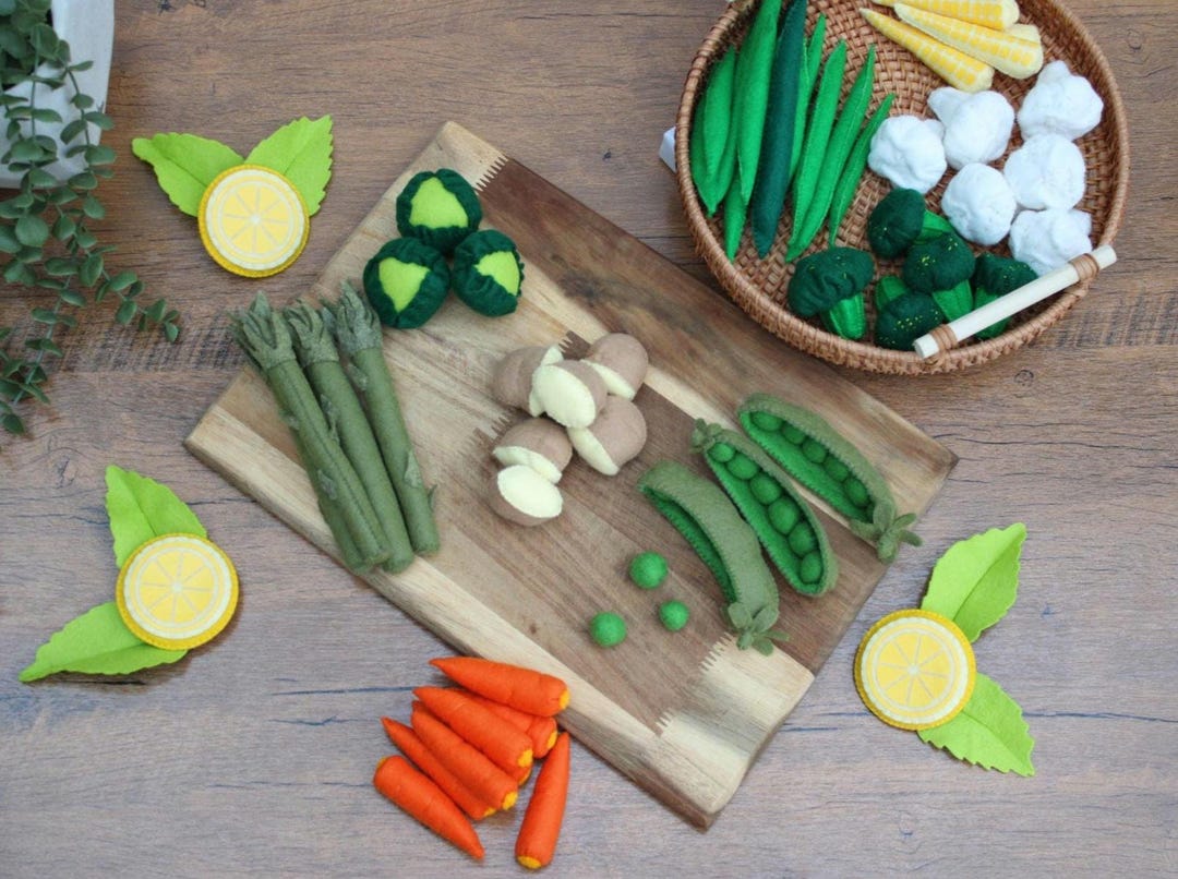 Felt Play Food Set, Handmade Plush Vegetables, Pretend Play Kitchen Toy ...