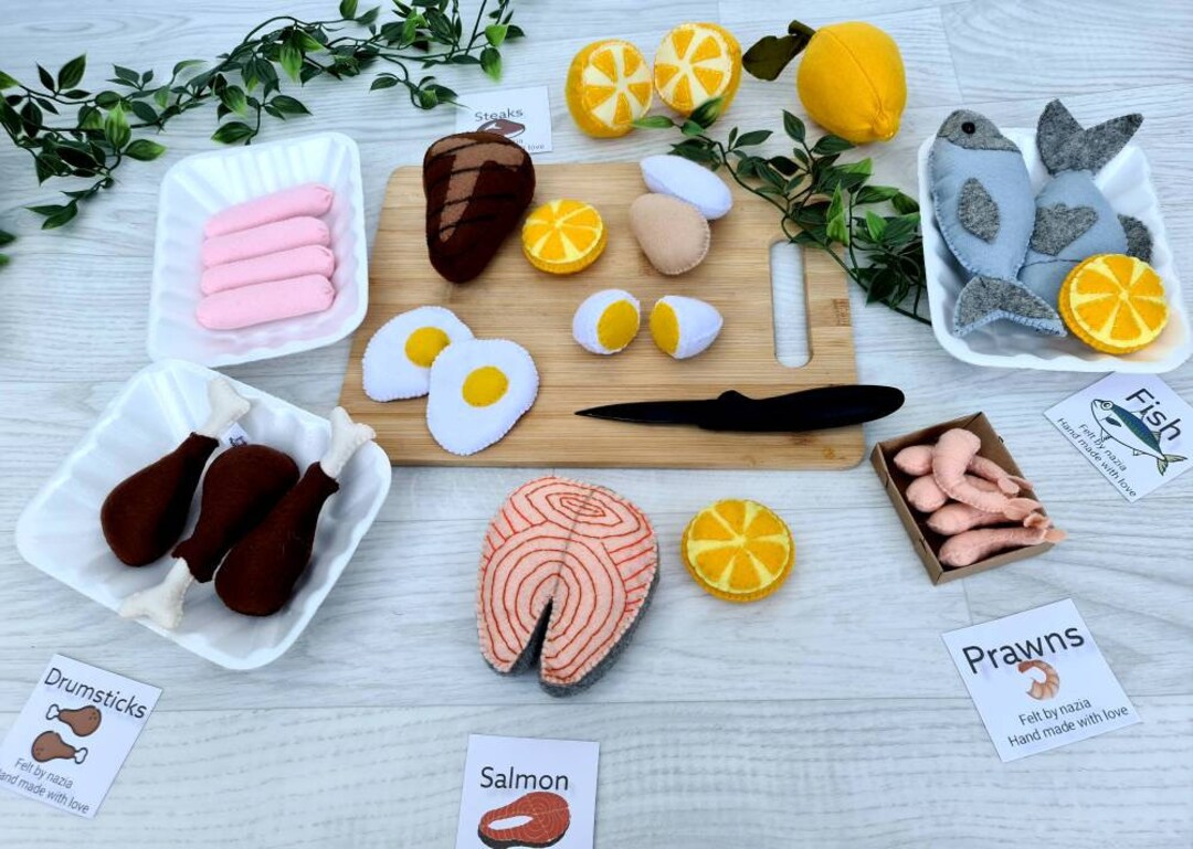 Felt Play Food Felt Play Meat Felt Salmon Felt Steak Felt Play Sausages ...