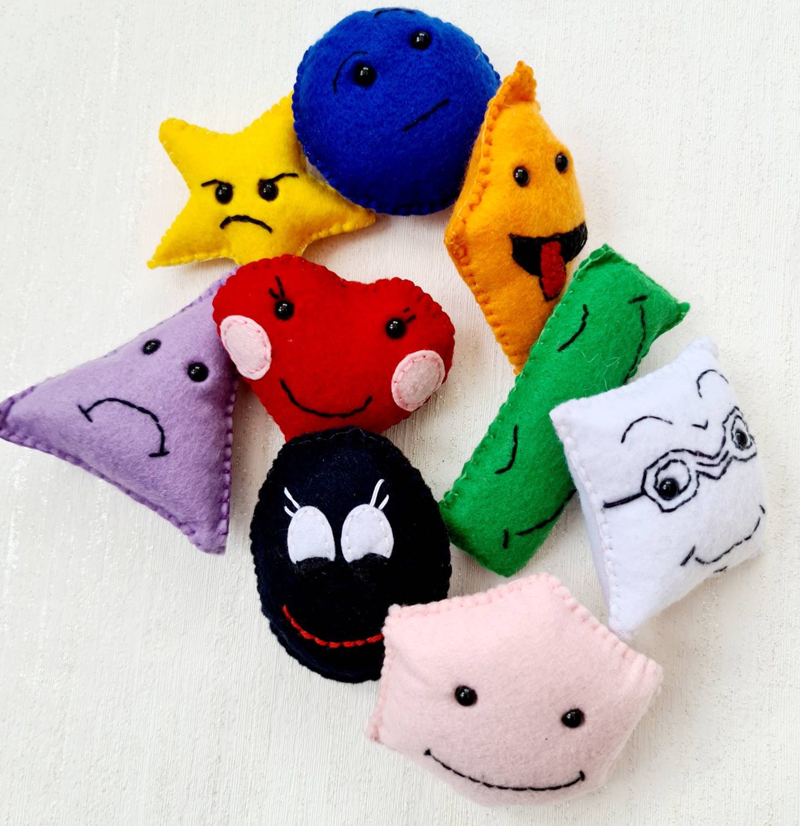 Felt made stuffed shapes animated cartoon shapes fun way | Etsy