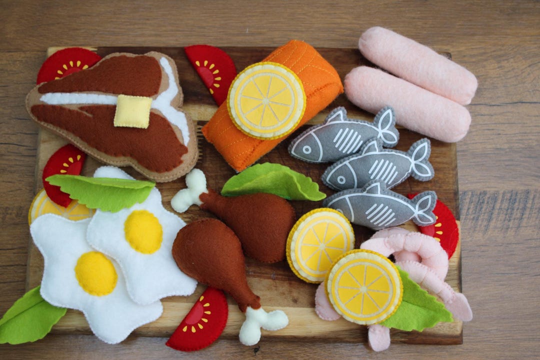 Montessori Play Food Meat Set | Pretend Cooking Toys for Kids | Sensory ...