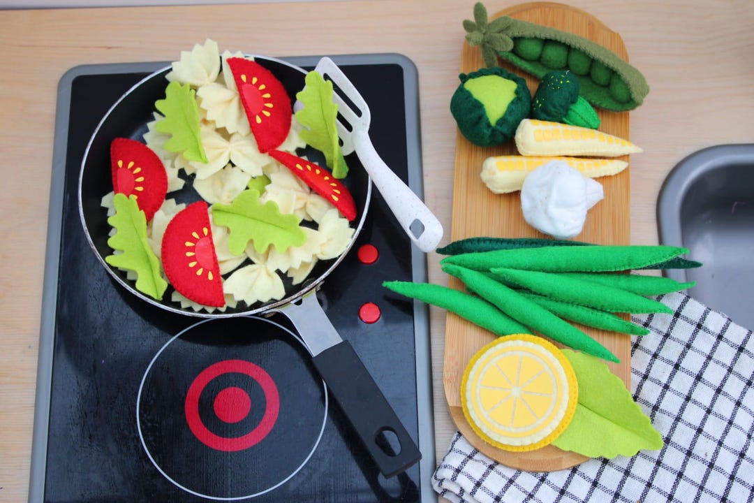 Play Pasta Set Felt Toy Food for Kids Butterfly Pasta Kitchen Learn ...