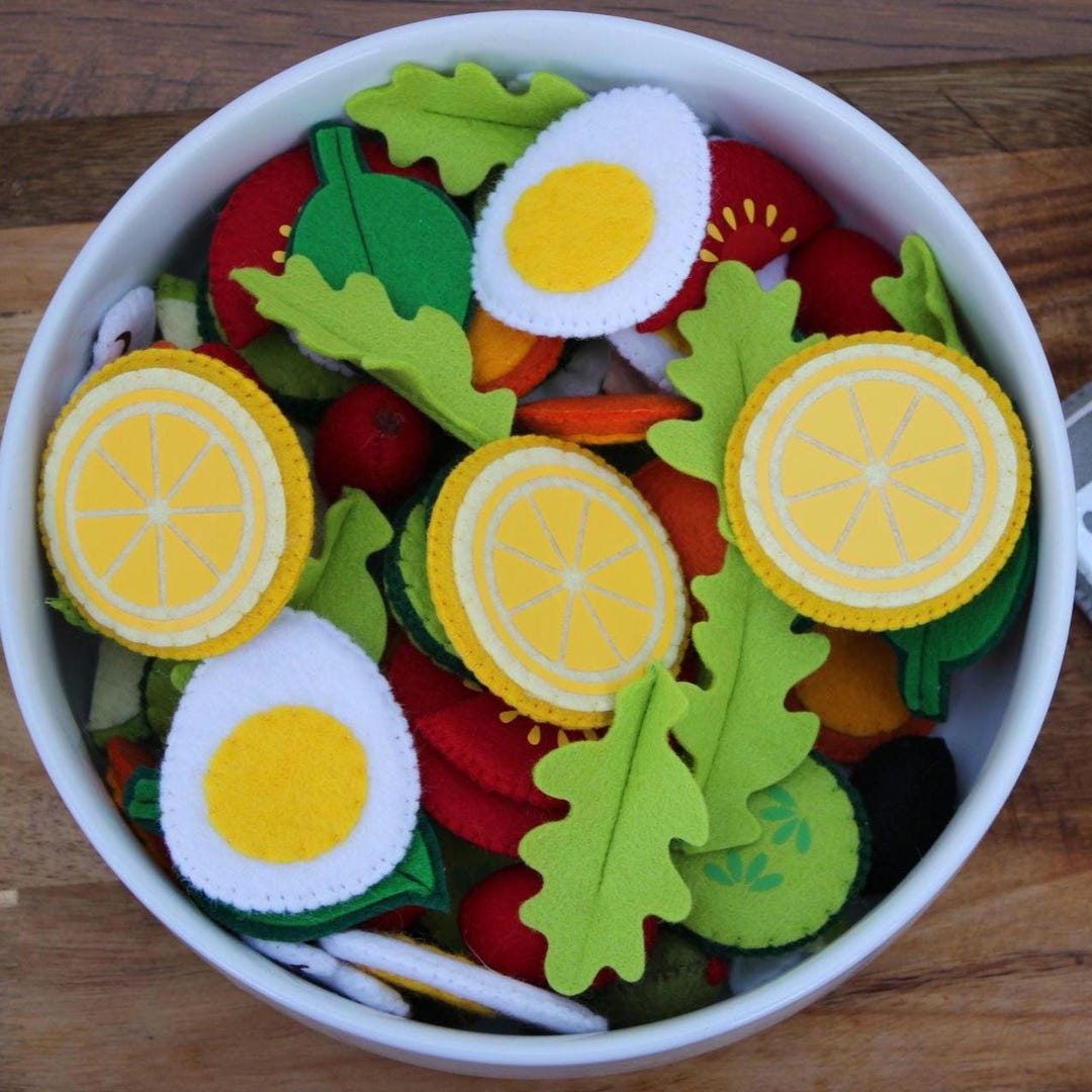 Handmade Felt Pasta Salad Toy – Pretend Play Food for Kids | Montessori ...