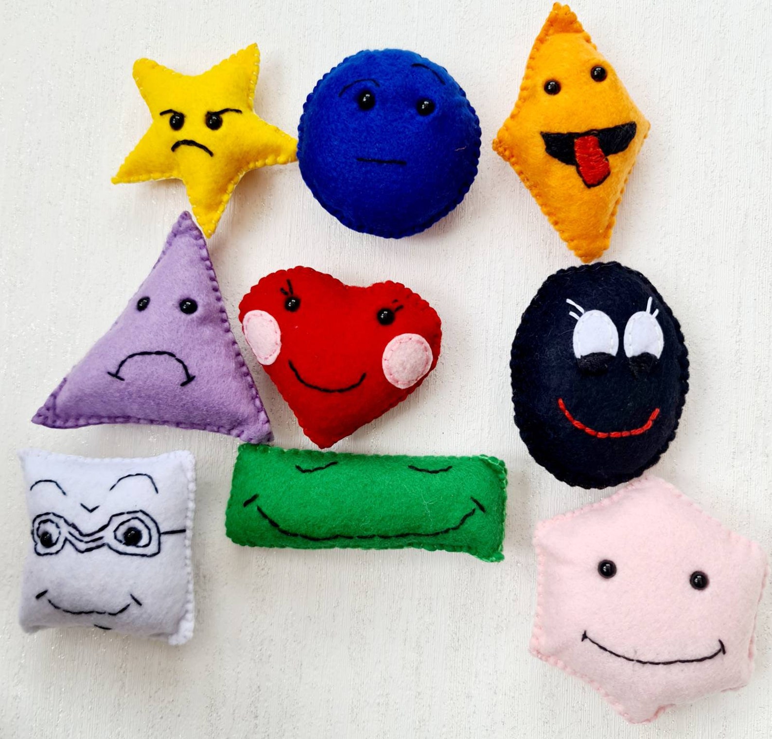 Felt made stuffed shapes animated cartoon shapes fun way | Etsy