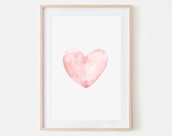 Pink Heart Print - Etsy