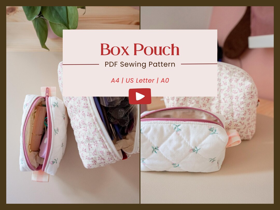 Box Pouch Sewing Pattern | PDF English Pattern | Toiletry Bag / Notions ...