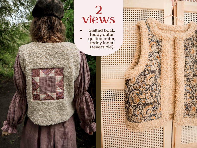 Teddy Vest PDF Sewing Pattern EU 34-52 Bohemian Reversible Quilted ...