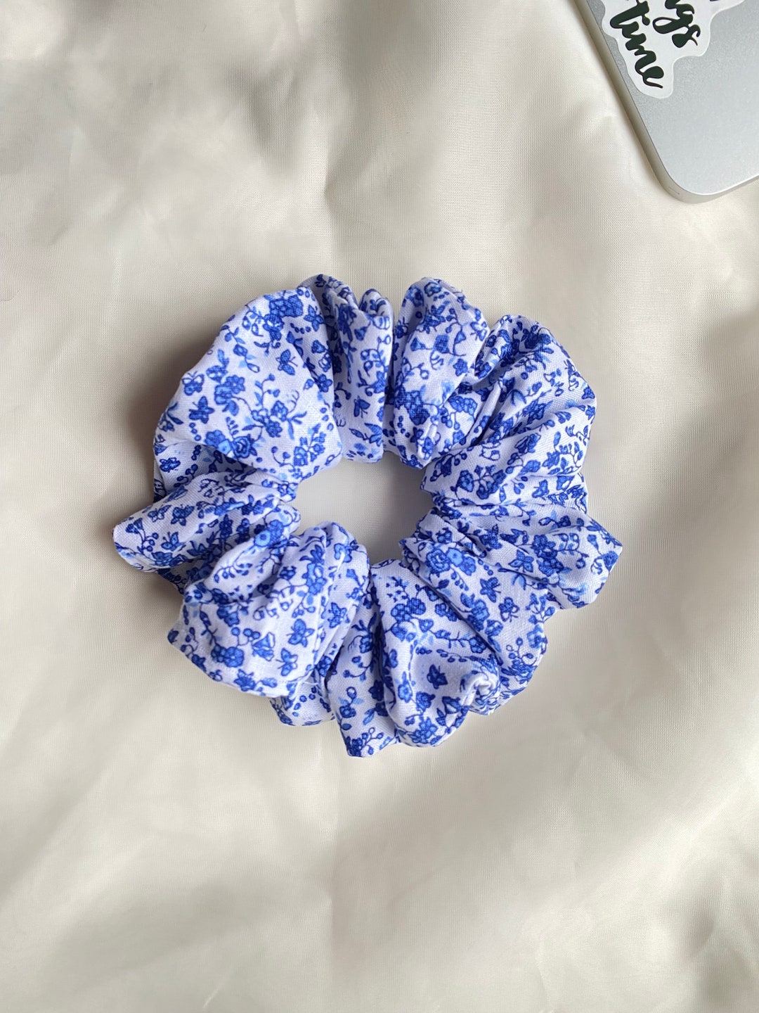 Scrunchies, Blue Color, Floral, for Her, Hair Accessories, Minimalist ...