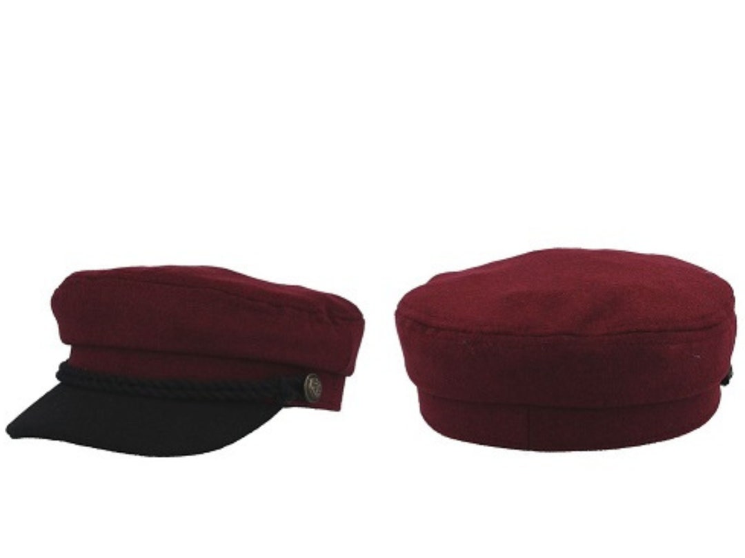 Wool Breton Cap Mens Burgundy Captain's Cap Greek - Etsy