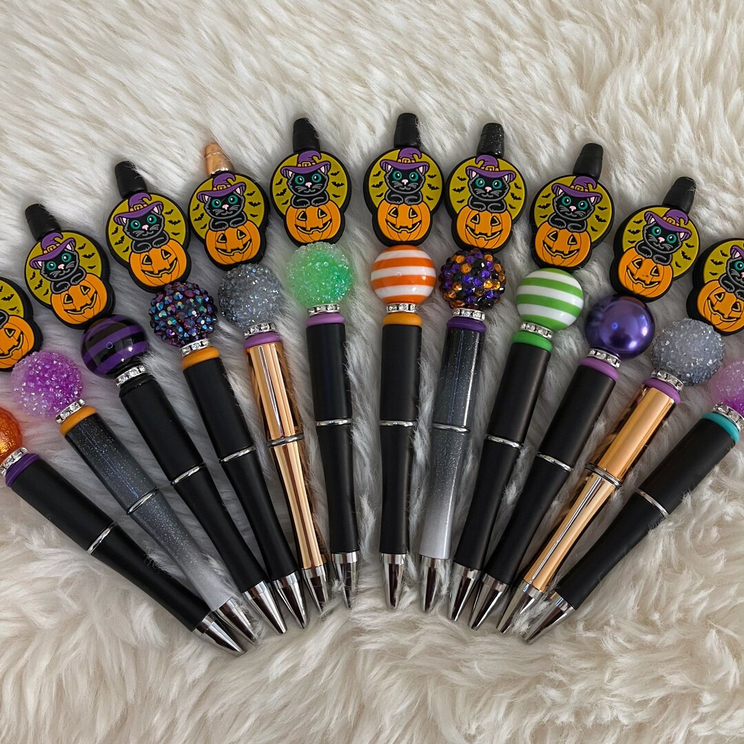 Halloween Pumpkin Black Cat Beaded Pen - Etsy