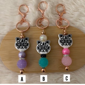 Cat Lover Keychain, Cat Mom Keychain, Live Love Meow Keychain, Cat ...