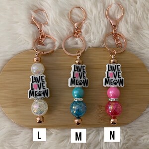 Cat Lover Keychain, Cat Mom Keychain, Live Love Meow Keychain, Cat ...
