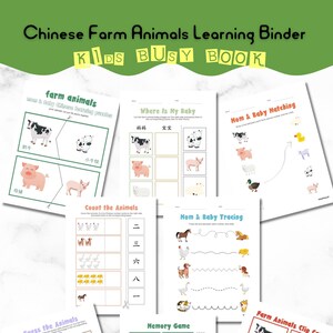 Farm Animal Chinese Learning Busy Book for Preschool, Pre-k, K, Home ...