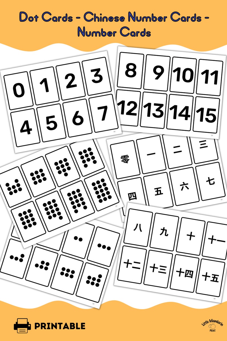 Dot Number Chinese Character Flashcards for Kids Preschool, Pre-k ...