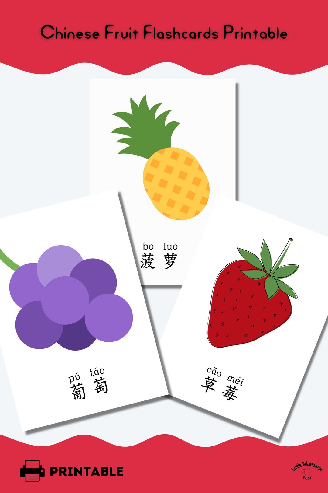 Fruit Chinese Learning Flashcards for Kids Chinese Learning Print ...