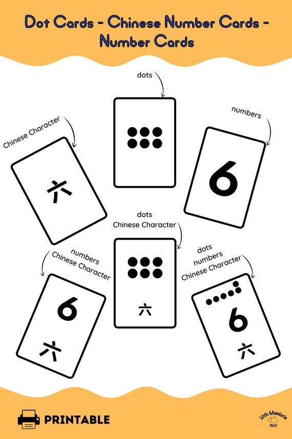 Dot Number Chinese Character Flashcards for Kids Preschool - Etsy