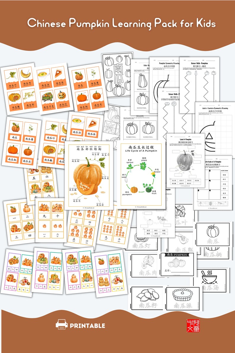 Pumpkin Chinese Learning Pack for Kids - Etsy