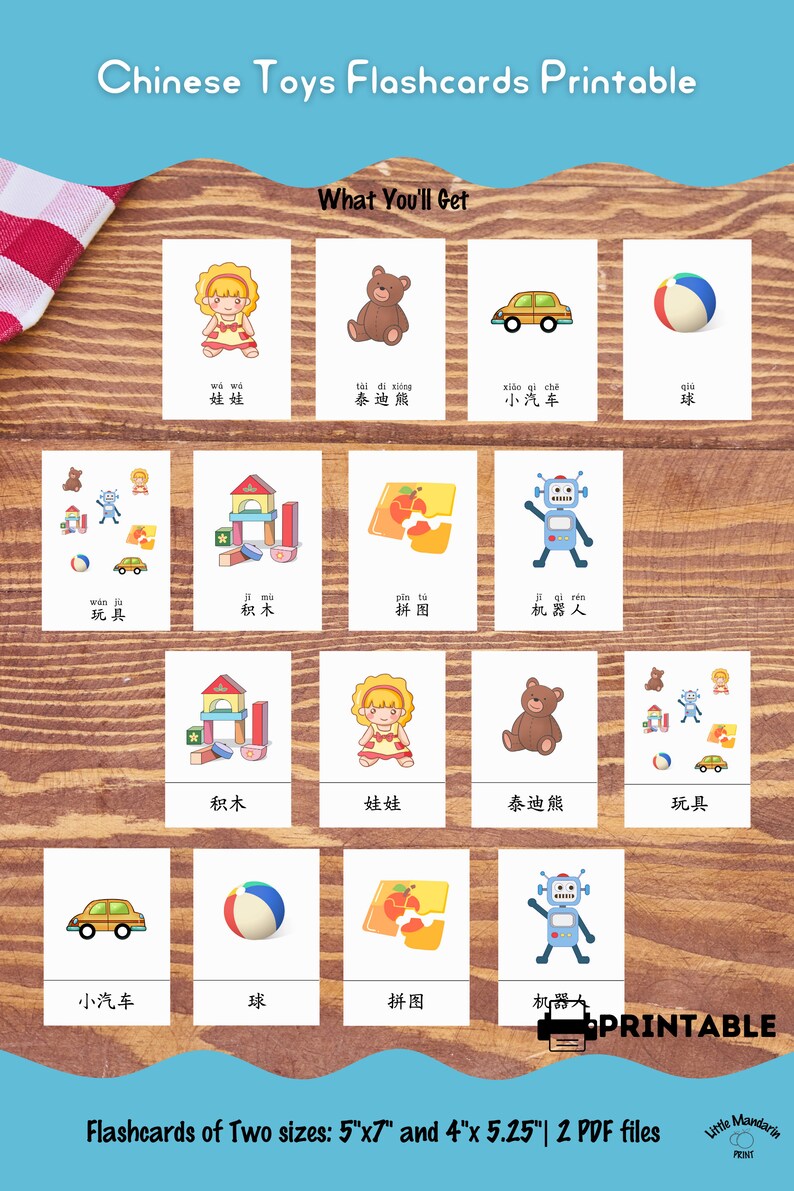 TOYS Chinese Learning Flashcards for Kids • Chinese Learning Print ...