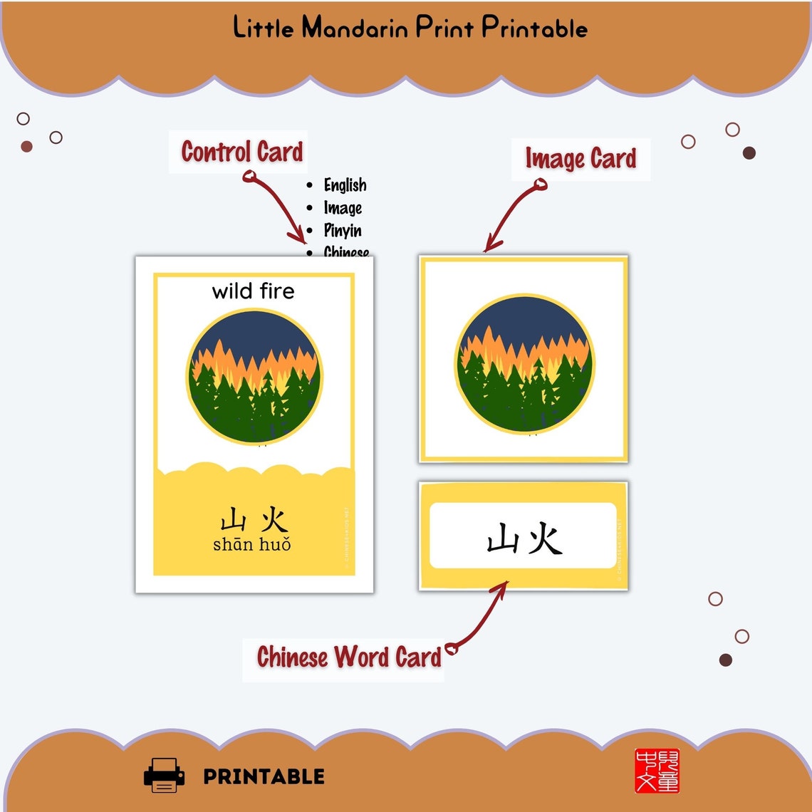 Natural Disaster Chinese Vocabulary Learning Montessori Flashcards for ...