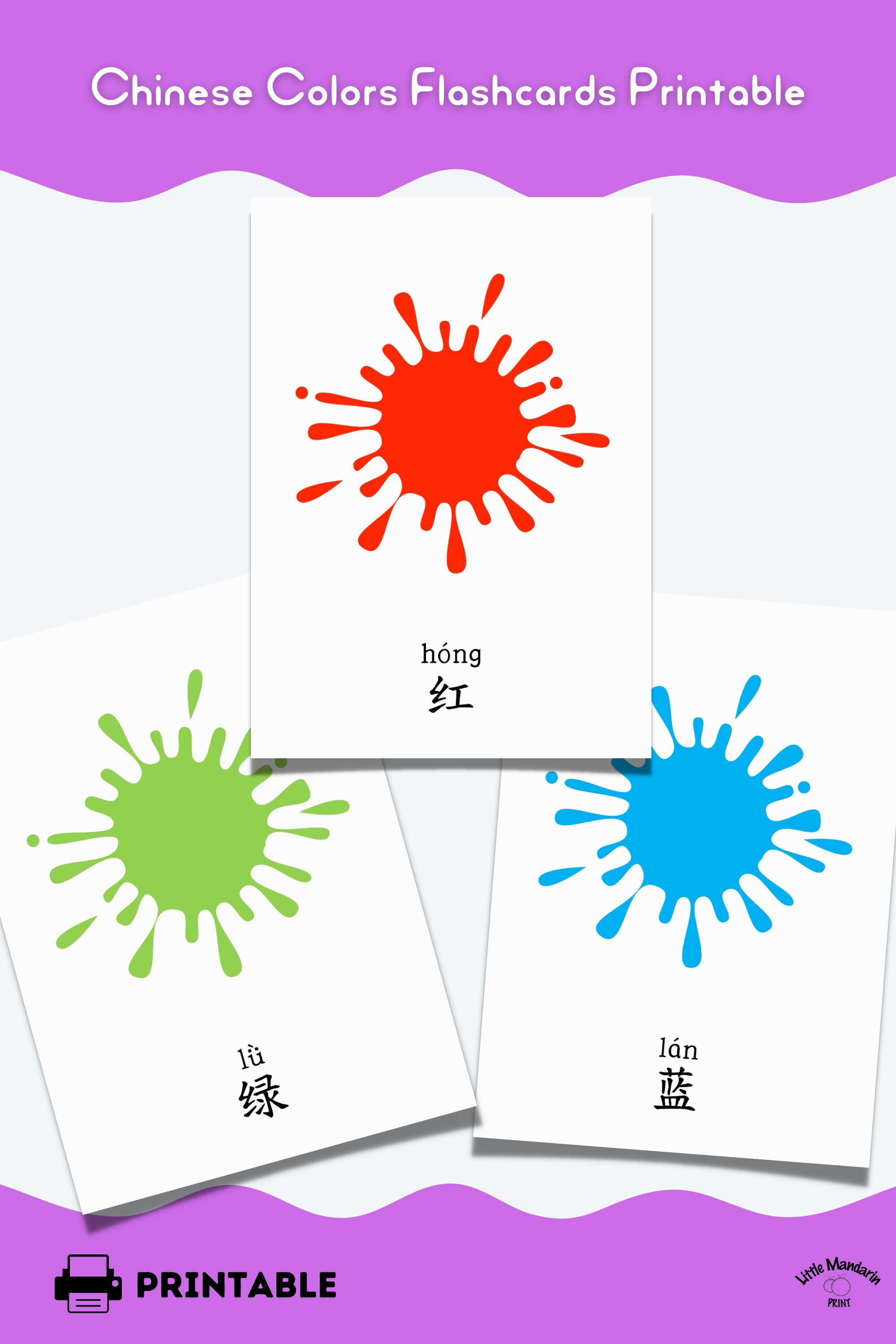Colors Chinese Learning Flashcards for Kids • Chinese Learning Print ...