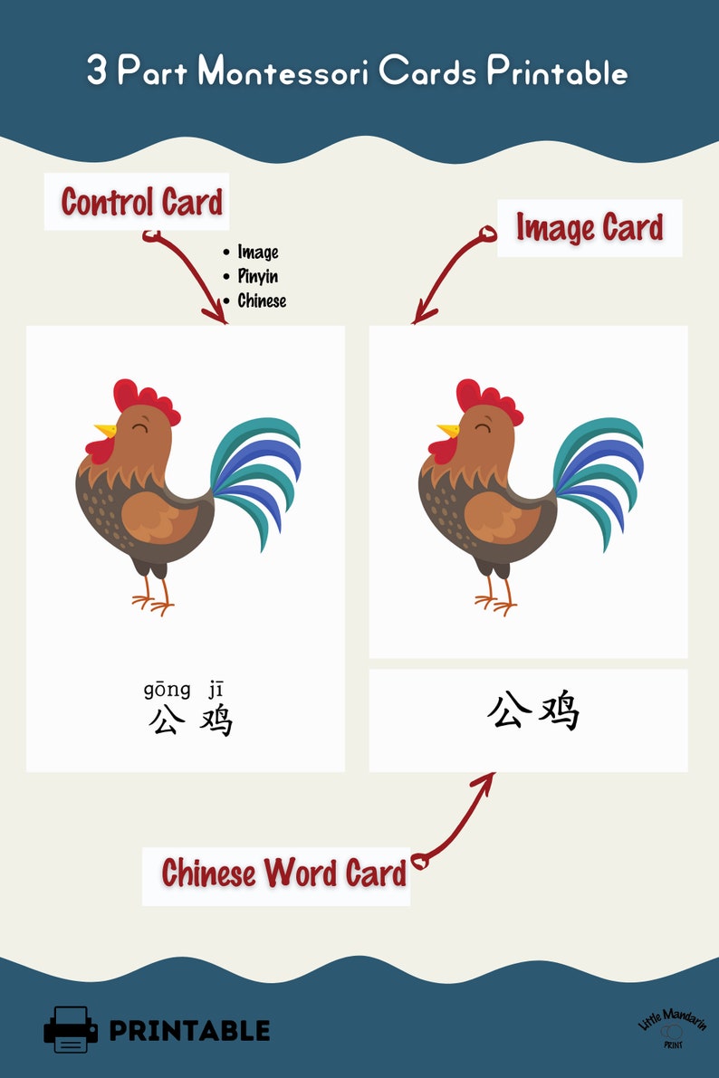 Farm Animals Chinese Learning Flashcards for Kids Chinese Learning ...