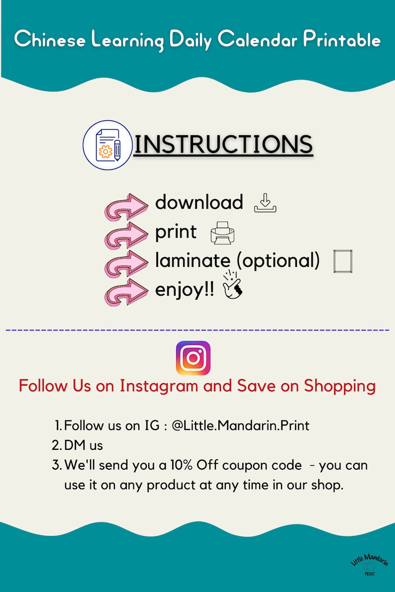 Chinese Learning Visual Calendar for Kids Printable Chinese for Kids ...