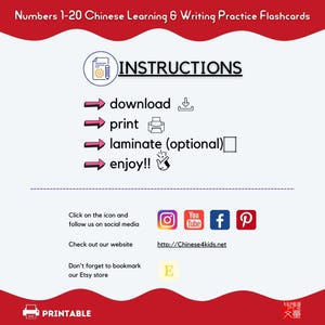 Chinese Numbers 1-20 Tracing and Counting Flashcards for Preschool, Pre ...