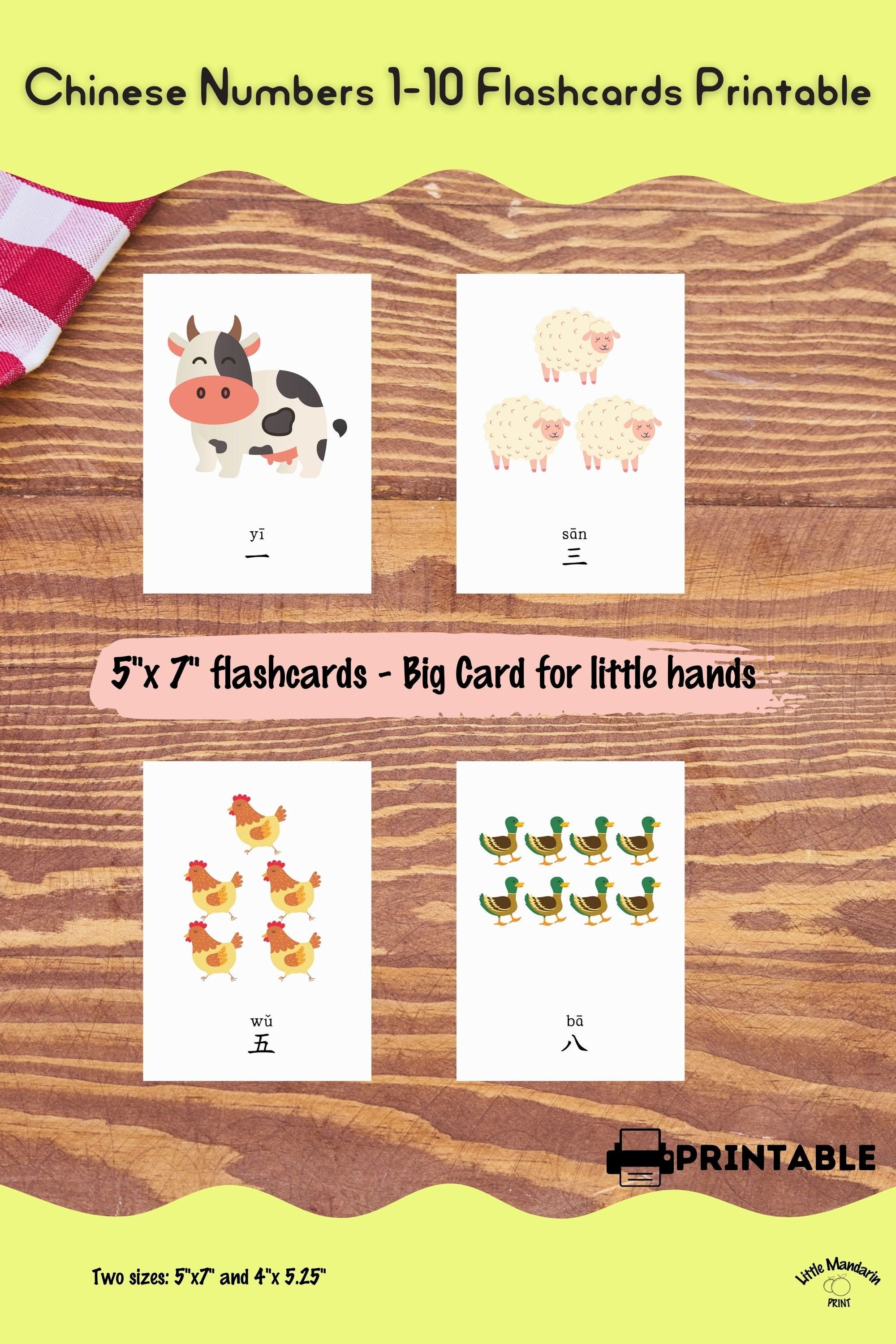 Numbers 1-10 Chinese Learning Flashcards for Kids Chinese Learning ...